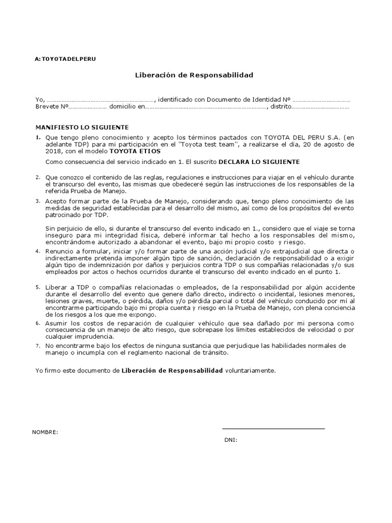 Modelo de Disclaimer | Riesgo