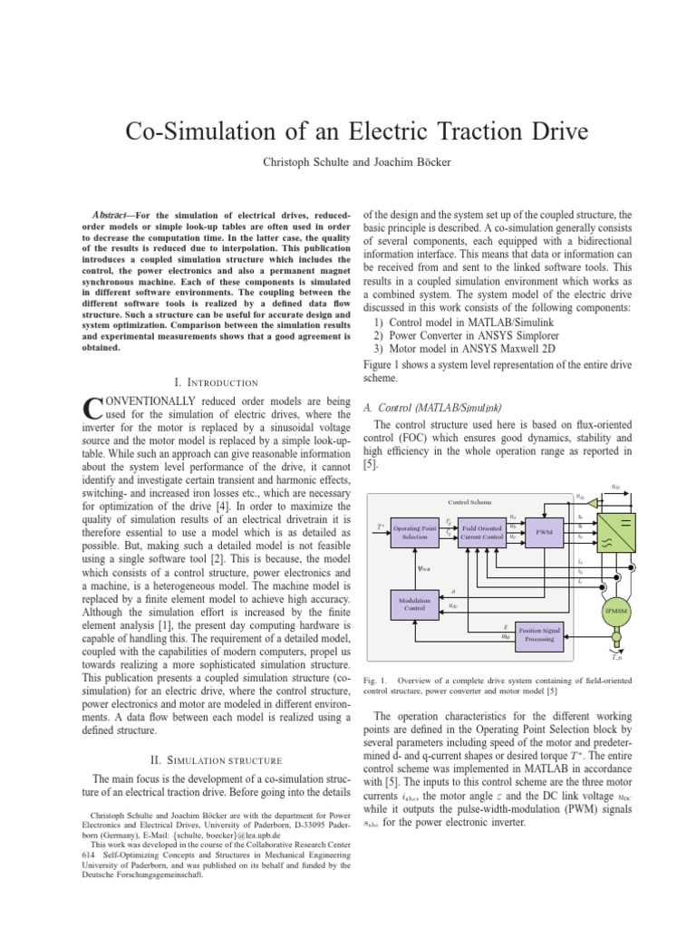 Co-Simulation of An Electric Traction Drive | PDF | Power Electronics ...