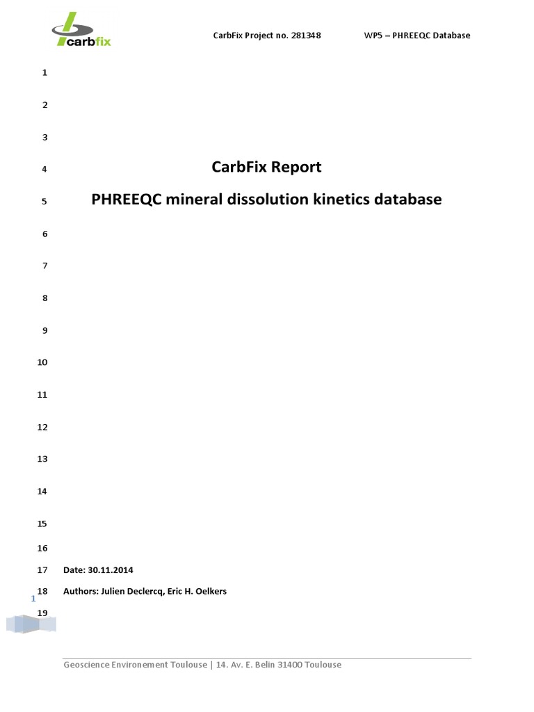Kinetic Database | PDF | Solubility | Geochemistry
