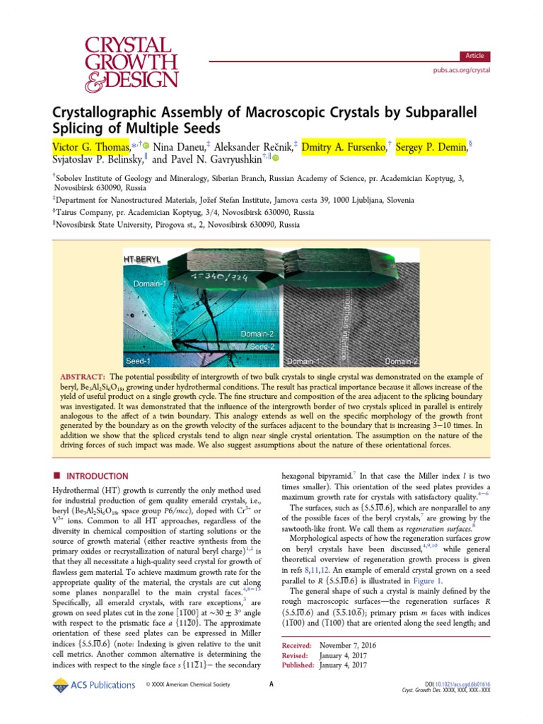 Crystallographic Assembly of Macroscopic Crystals by Subparallel ...