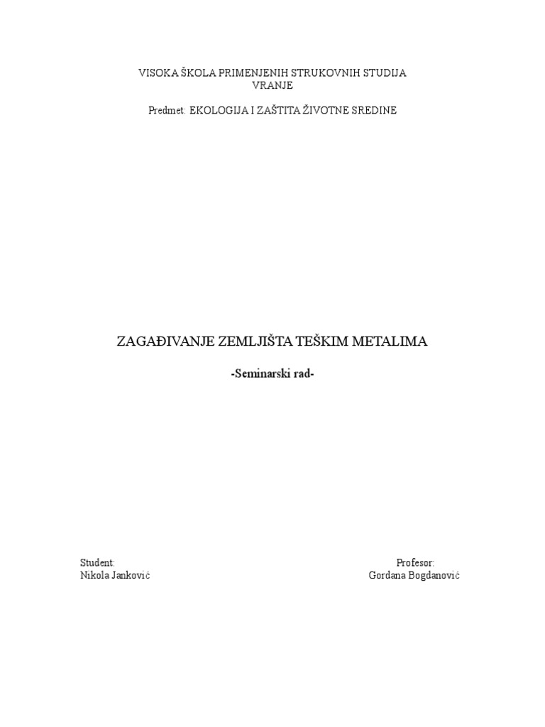 Ekologija I Zastita Zivotne Sredine | PDF