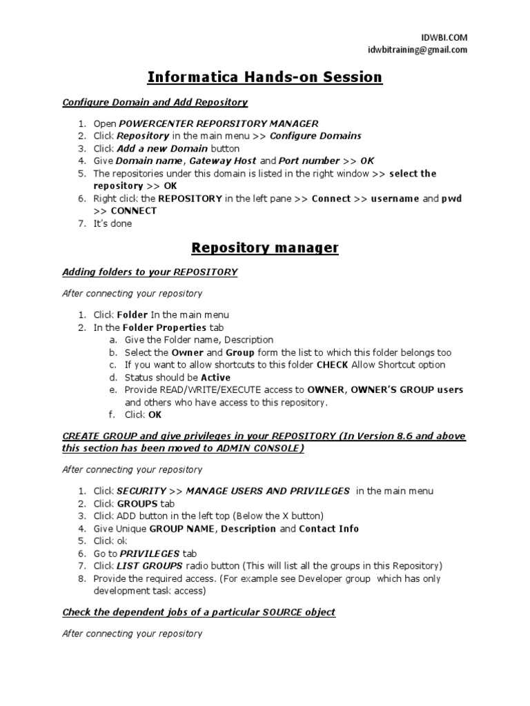 Informatica Hands On Document | PDF | Tab (Gui) | Computer File