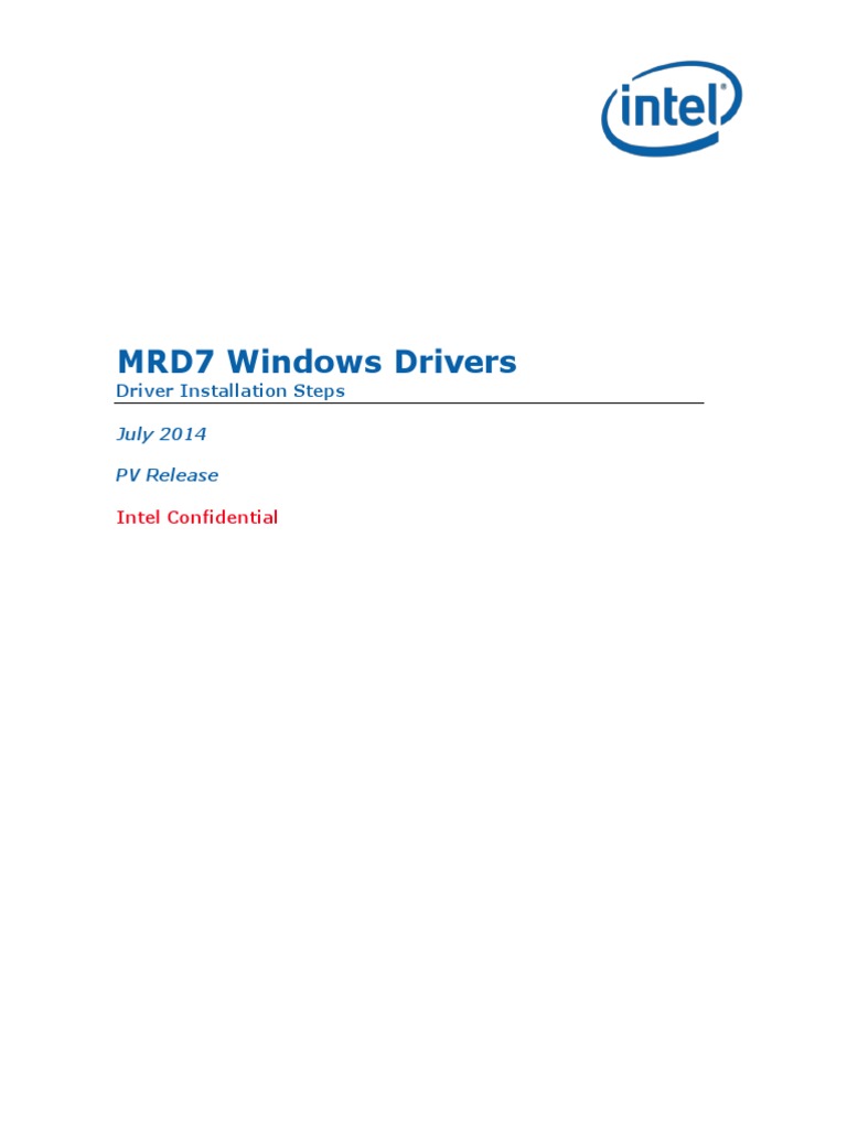 MRD7 Windows Driver Installation Readme PDF | PDF | Intel ...