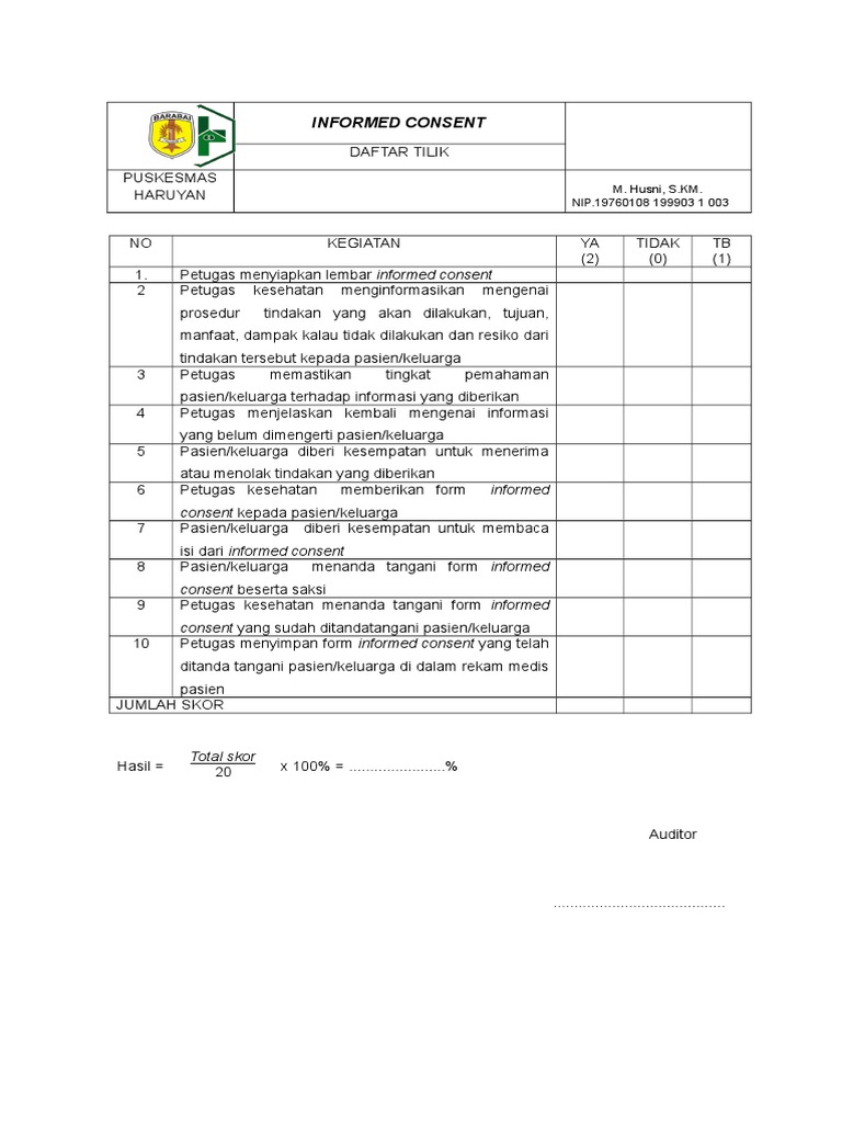 Prosedur SOP Informed Consent Puskesmas | PDF | Pengembangan Diri ...