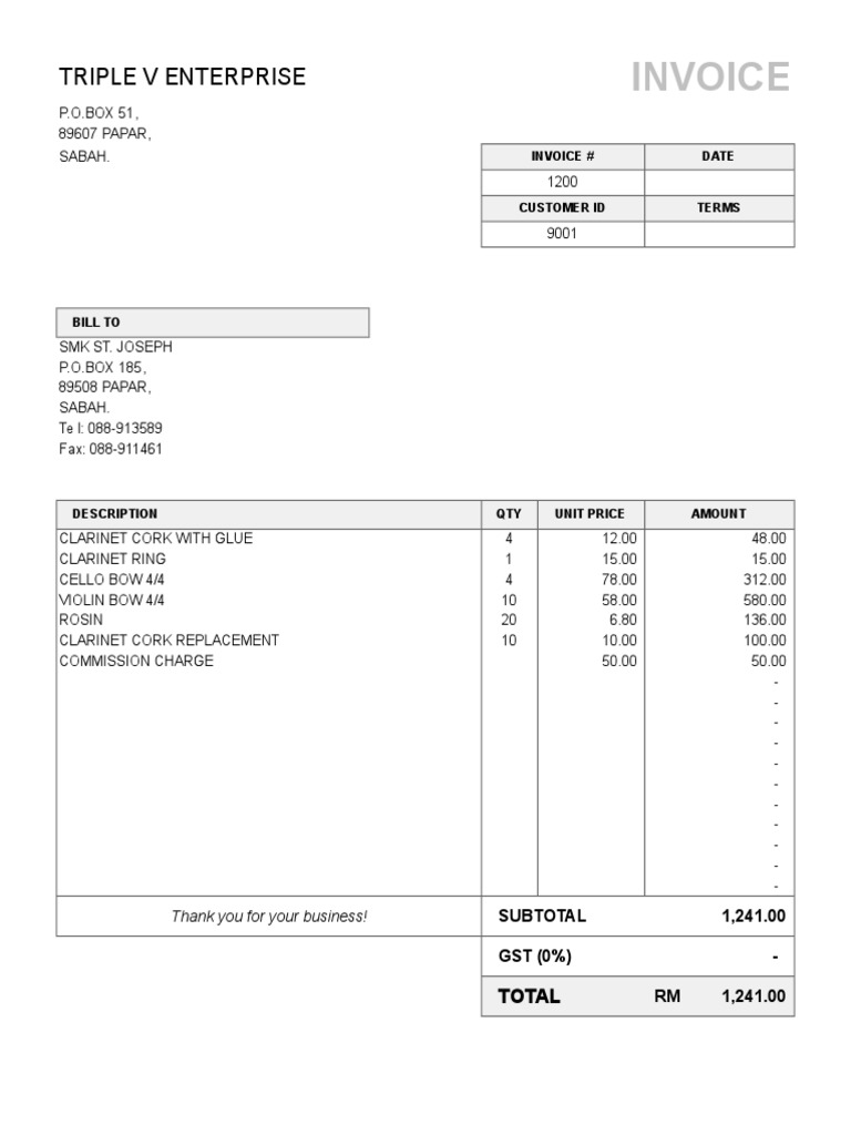 Triple V Enterprise Invoice Summary | PDF