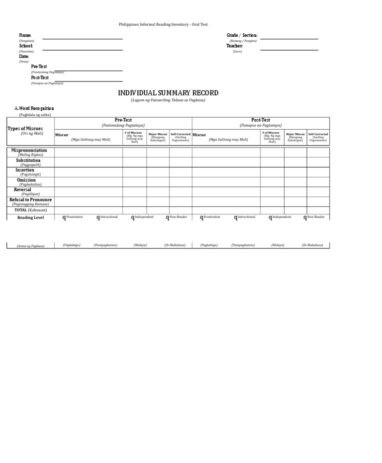 Individual Summary Record | PDF
