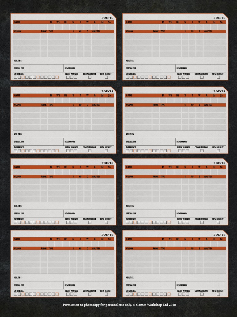 Kill Team - Fillable Datacards | PDF