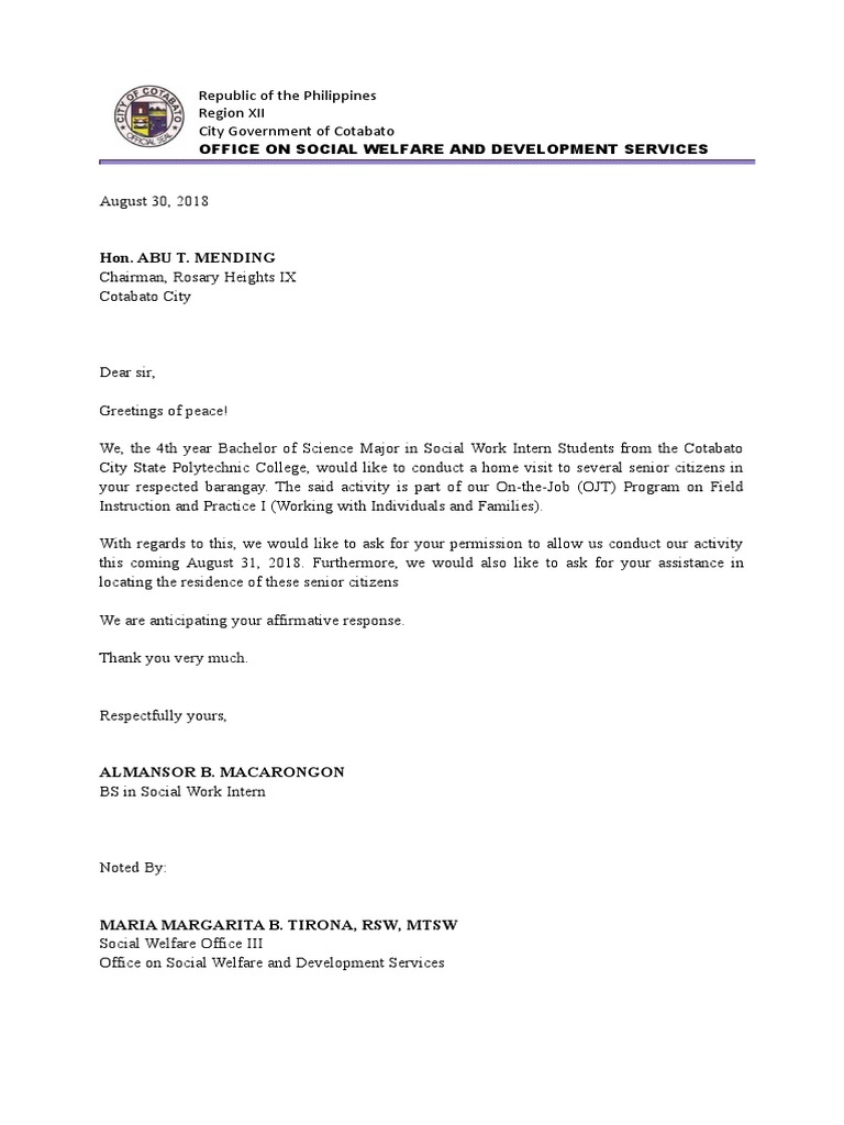 Letter For Request (Regional Director) | PDF