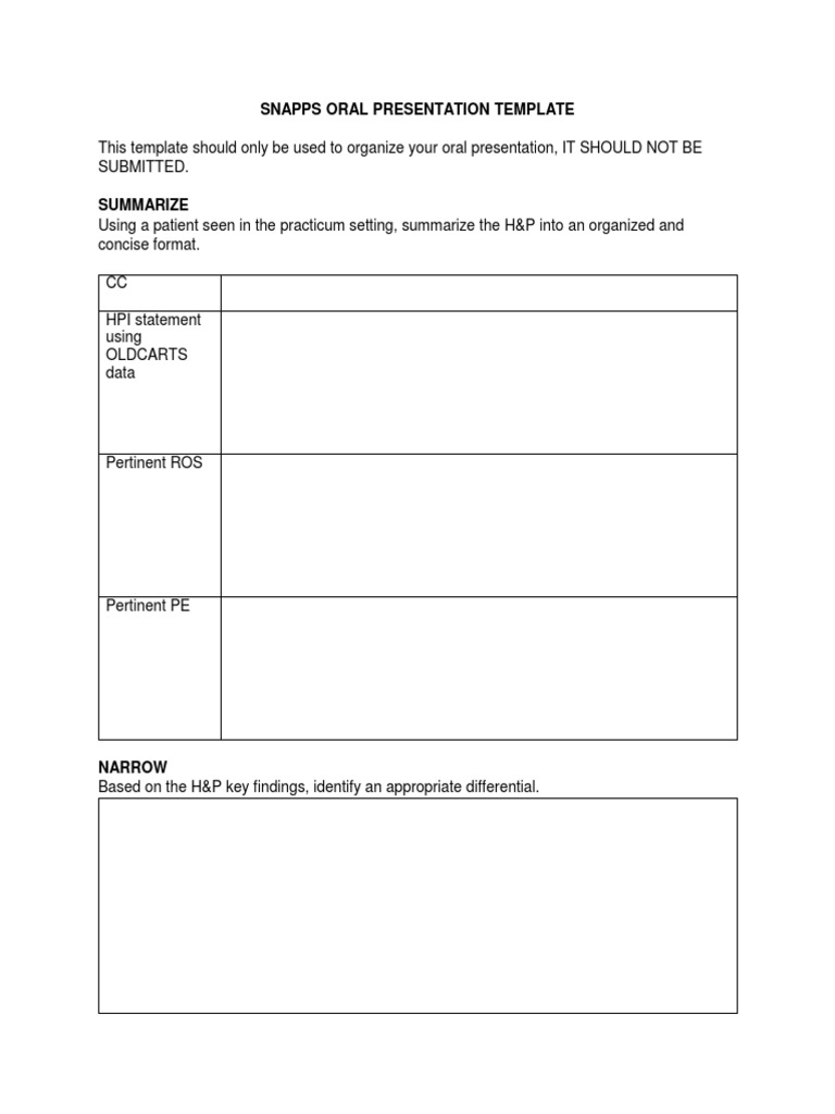 SNAPPS Template For Oral Presentation (May2018) | PDF | Cognition ...
