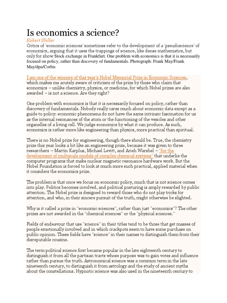 Is Economics A Science Article | PDF | Science | Economics