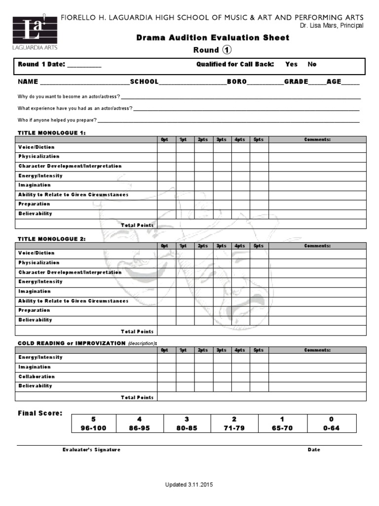 Evaluating Performances: Fior El Lo H. Laguardia High School of Music ...
