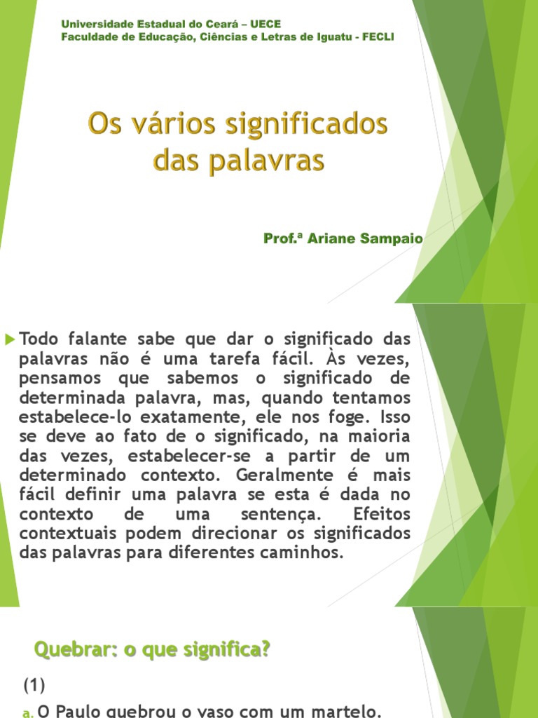Os Vários Significados Das Palavras | Download grátis PDF | Palavra ...