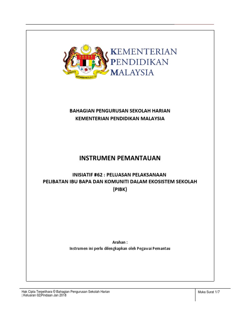 Instrumen Pemantauan Pibk 2018 | PDF
