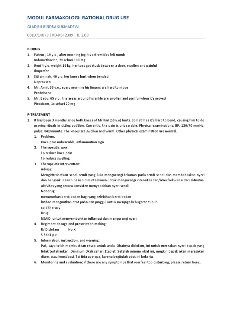 Modul Farmakologi: Rational Drug Use: 0910714073 - PD-KBI 2009 - R. 3.03 | PDF | Clinical ...