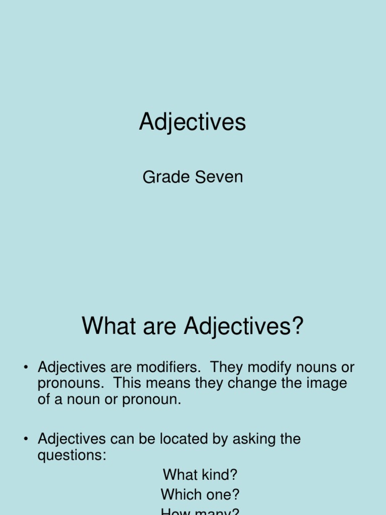 Adjectives: Grade Seven | PDF | Adjective | Noun