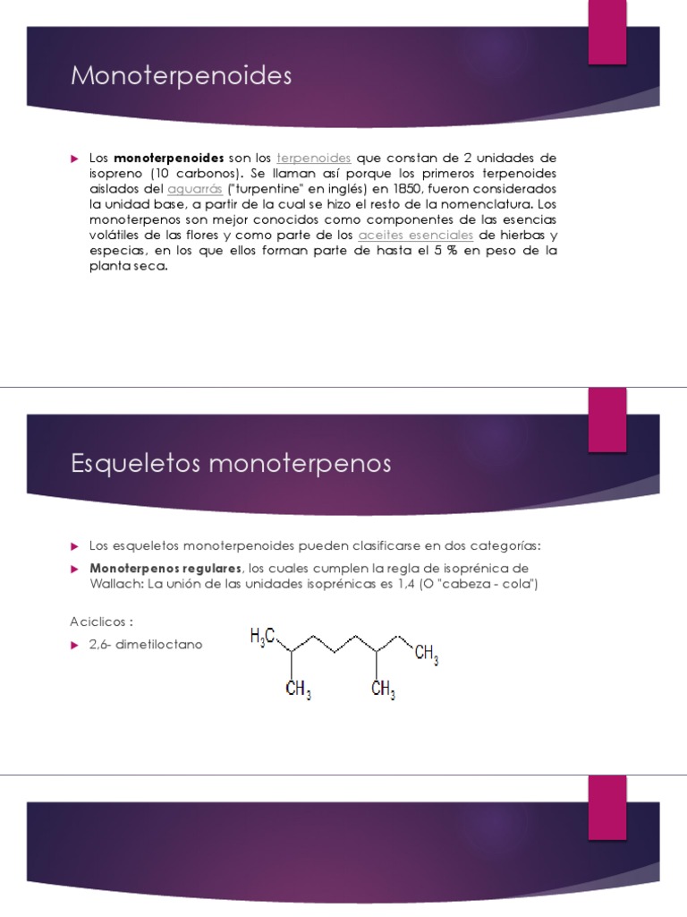 Monoterpenos y sesquiterpenos: Estructura y funciones | PDF | Productos ...
