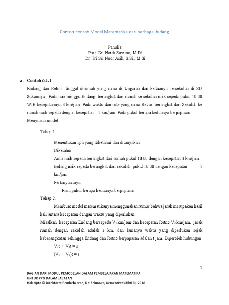 Contoh-Contoh Model Matematika Dari Berbagai Bidang | PDF
