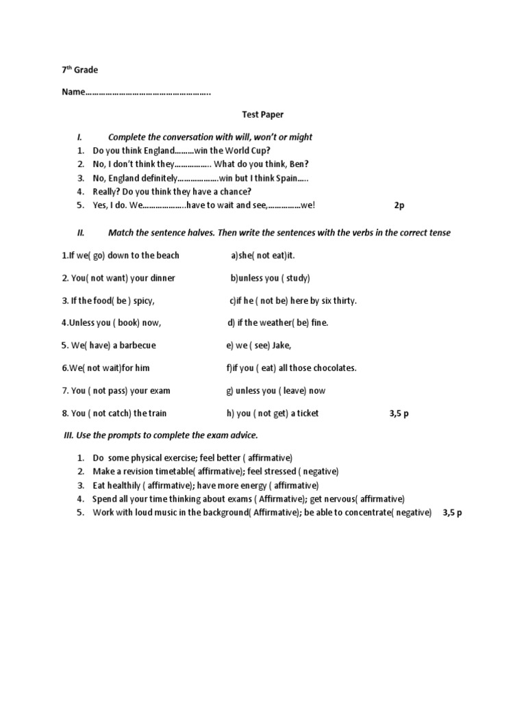 7th Grade TEST | PDF