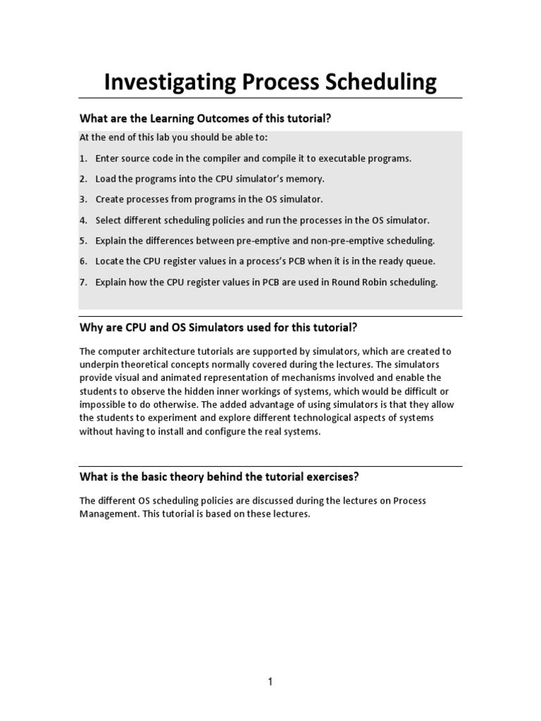 1 Investigating Process Scheduling PDF | PDF | Scheduling (Computing) | Central Processing Unit