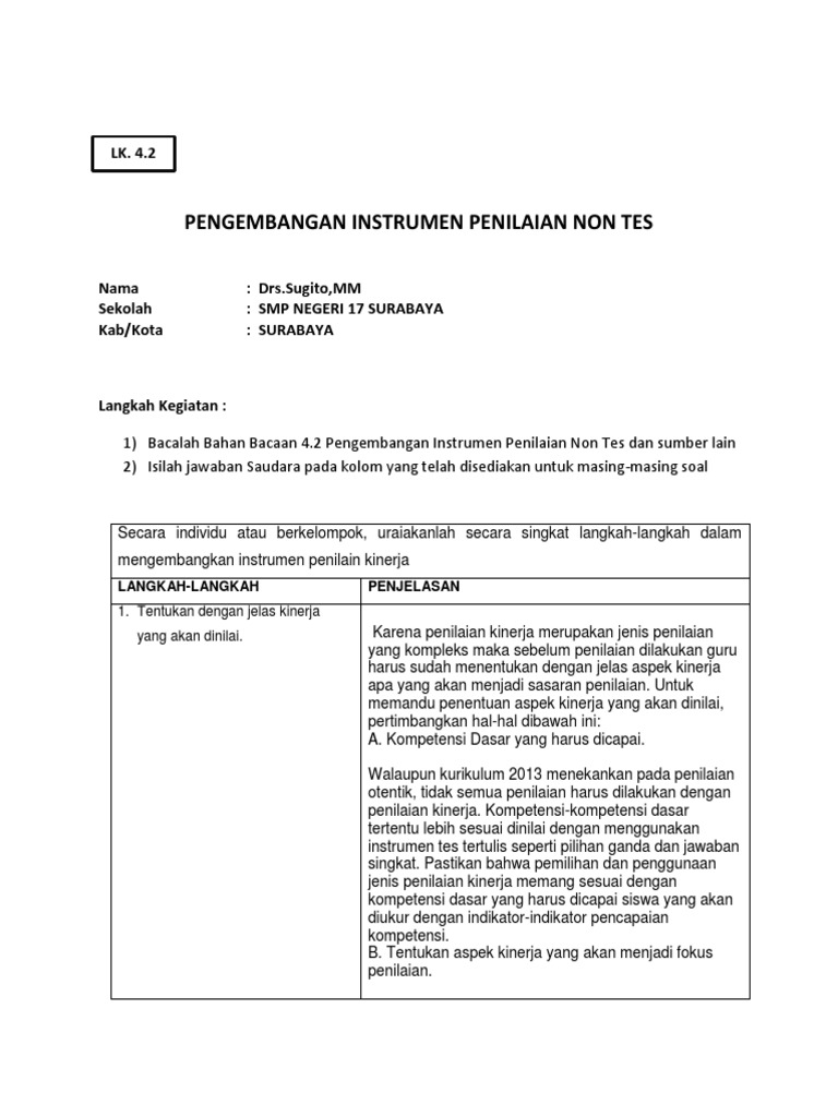 Pengembangan Instrumen Penilaian Non Tes | PDF | Karier & Perkembangan