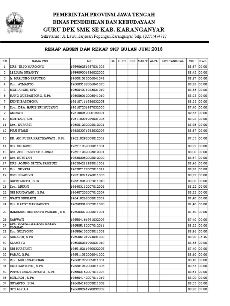 Rekap Presensi Guru Dpk Smk Kab.kra Mei 2018copy