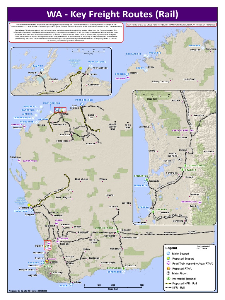 WA - Key Freight Routes (Rail) : Wyndham Cockatoo Is Koolan Is ...