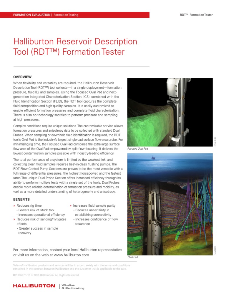 Halliburton Reservoir Description Tool (RDT™) Formation Tester | PDF ...