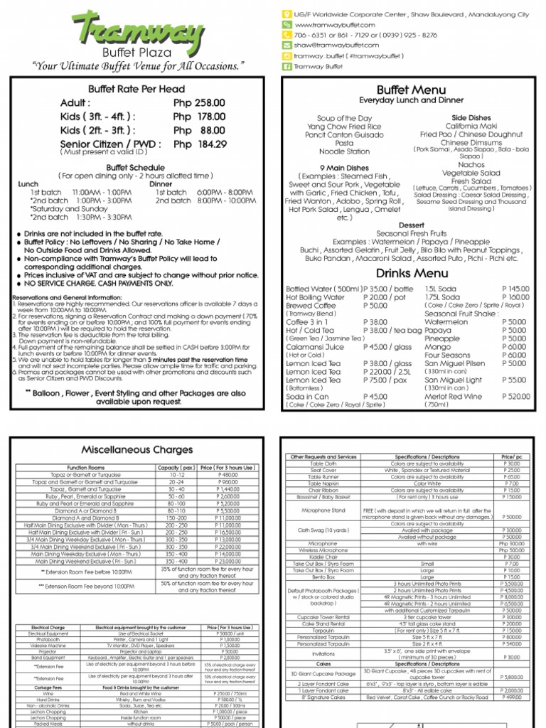 Tramway Buffet Shaw Packages 2017 | PDF