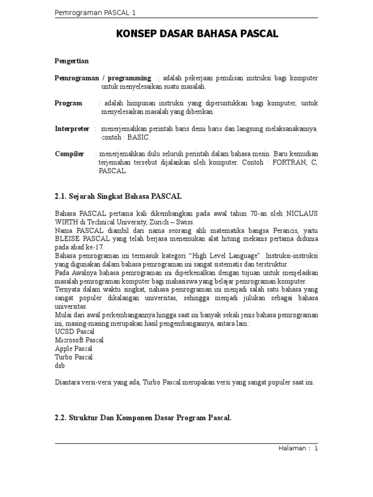 Dasar Pascal Dan Flowchart | PDF