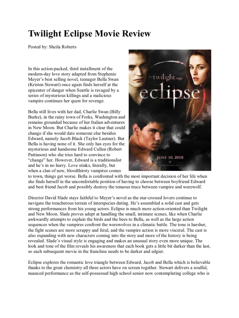 Twilight Eclipse Movie Summary | PDF | Twilight Series | Courtship