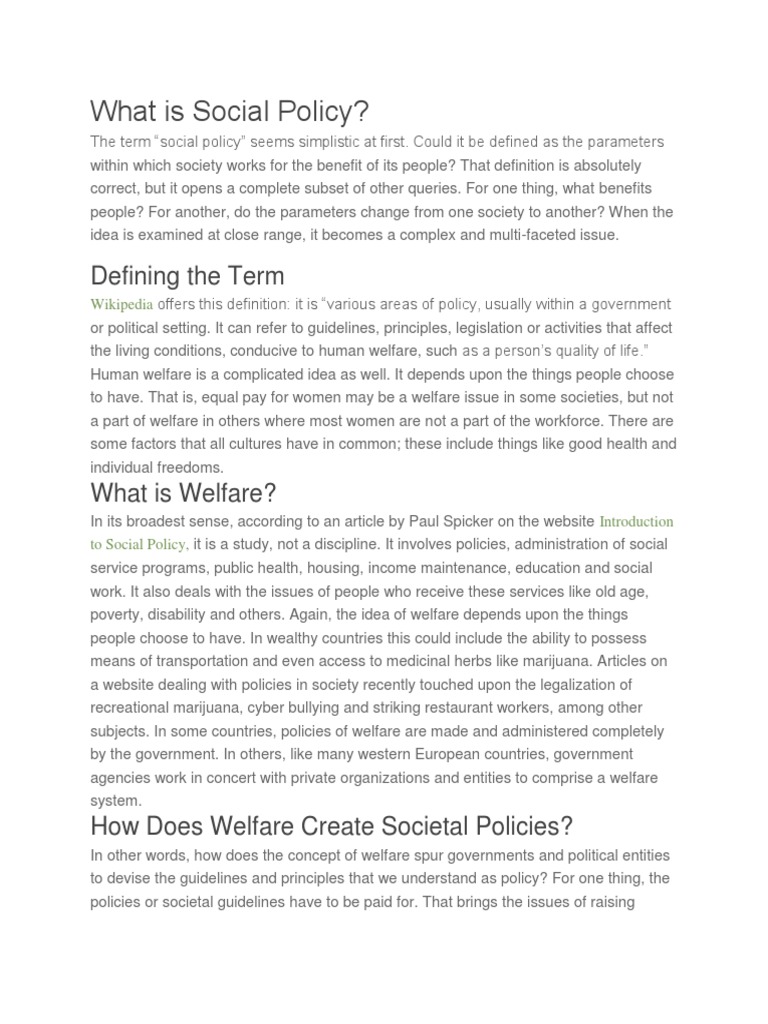 What Is Social Policy?: Defining The Term | PDF | Welfare | Social Policy