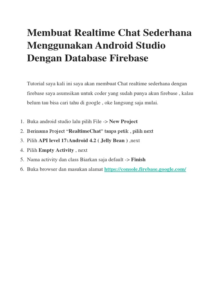 Membuat Realtime Chat Sederhana Menggunakan Android Studio Dengan ...