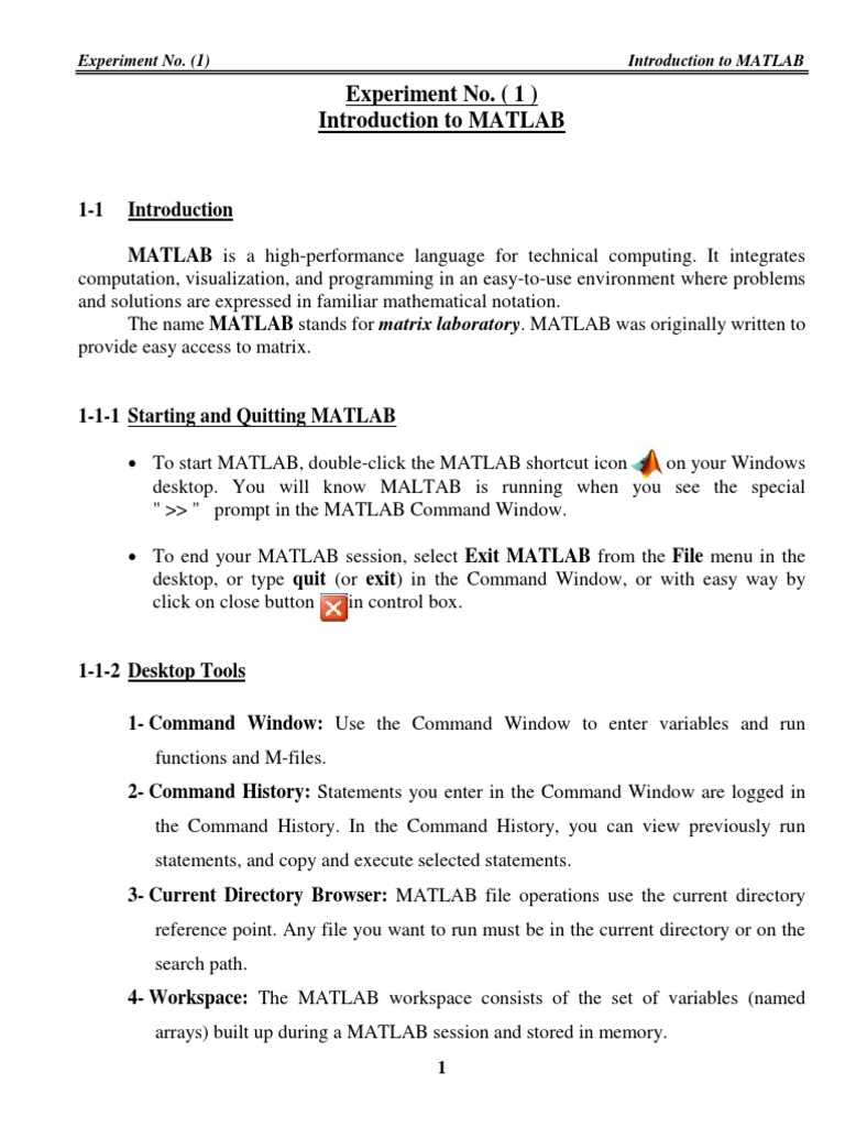 Matlab Lab Experiments | PDF | Matrix (Mathematics) | Complex Number