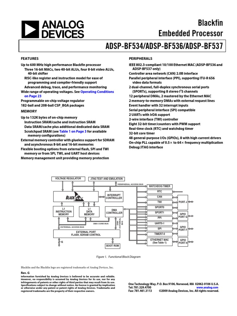 Blackfin Embedded Processor ADSP-BF534/ADSP-BF536/ADSP-BF537 | PDF | Cpu Cache | Electronic Design