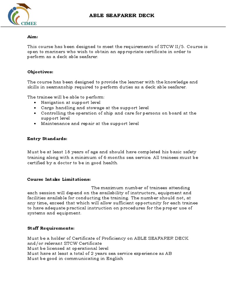 Able Seafarer Deck | PDF | Sailor | Dangerous Goods