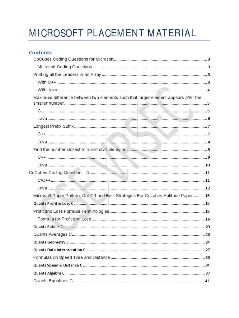 Microsoft Placement Material PDF | PDF | Parameter (Computer ...