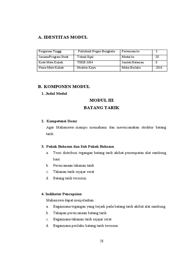 Perencanaan Struktur Batang Tarik Kayu Pdf