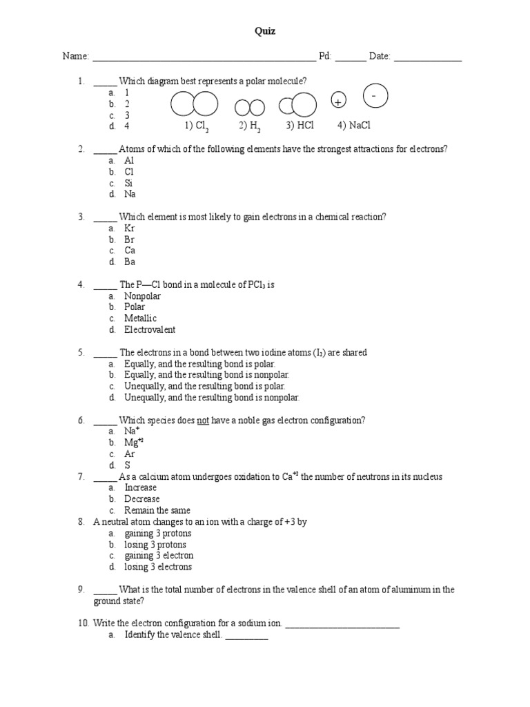 GCSE Bonding Quiz | PDF