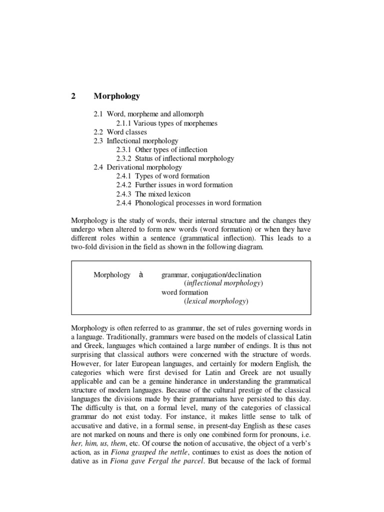 Morphology PDF | PDF | Grammatical Gender | Morphology (Linguistics)