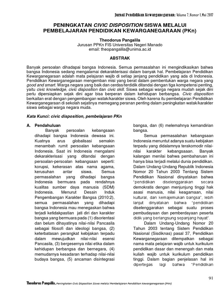 ID Peningkatan Civic Disposition Siswa Mela PDF | PDF