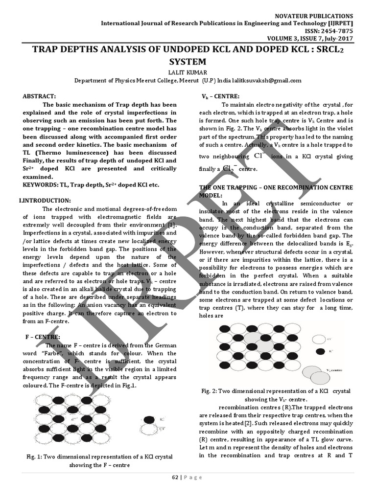 Trap Depths Analysis of Undoped KCL and Doped KCL: SRCL System | PDF ...