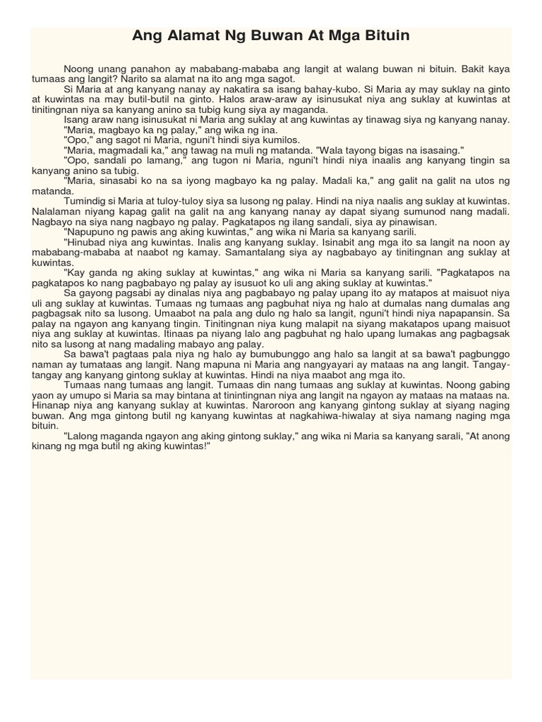 Ang Alamat NG Buwan at Mga Bituin | PDF