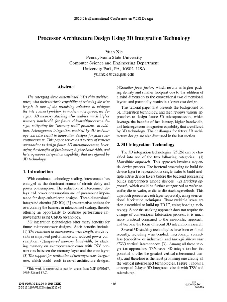 Processor Architecture Design Using 3D Integration Technology | PDF ...