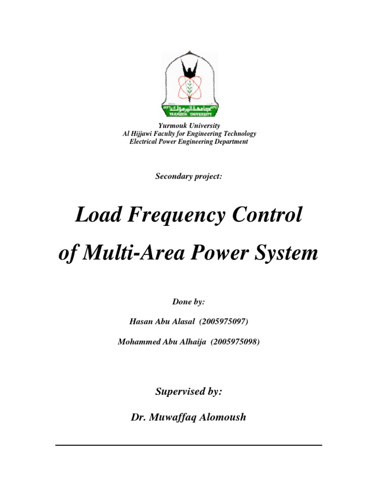 Load Frequency Control of Multi-Area Power System: Supervised By: Dr. Muwaffaq Alomoush | PDF ...