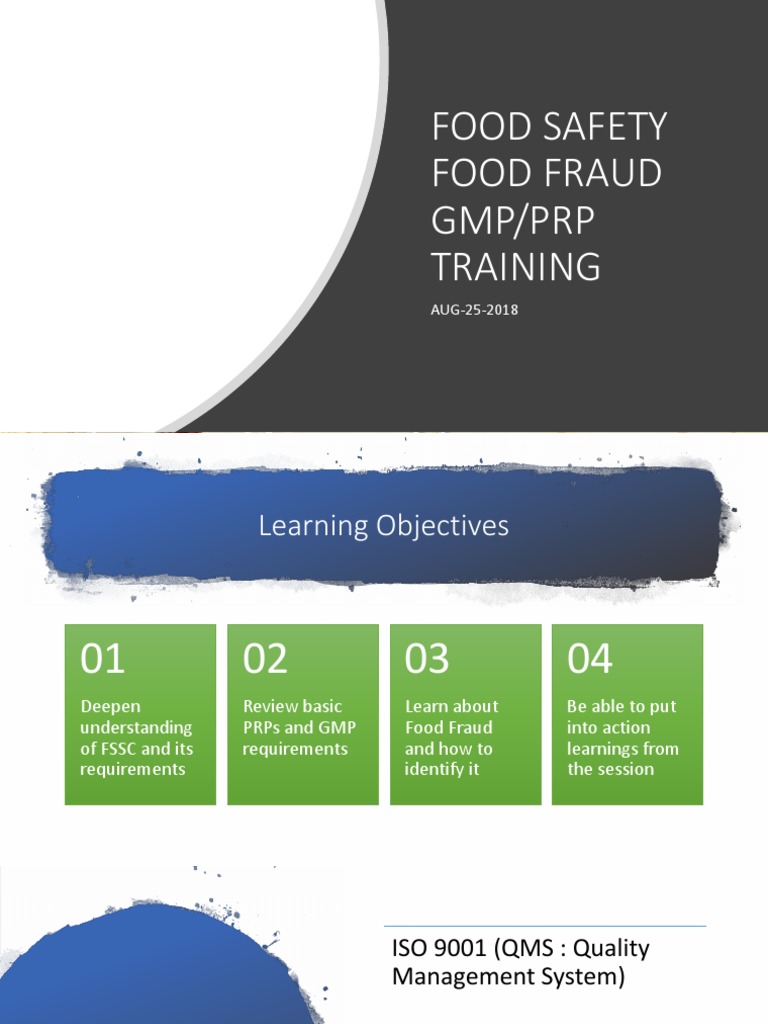 Food Safety Training: GMPs, PRPs and Food Fraud | PDF | Food Safety ...