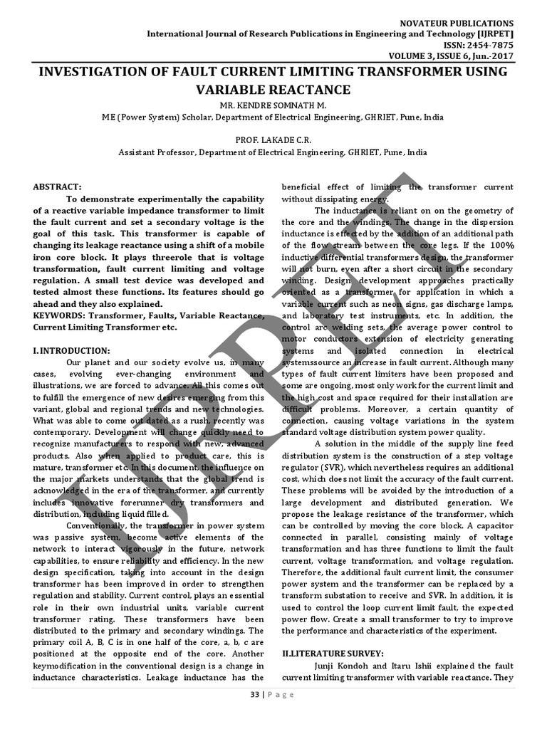 Current Limiting Transformer | Download Free PDF | Transformer | Inductance