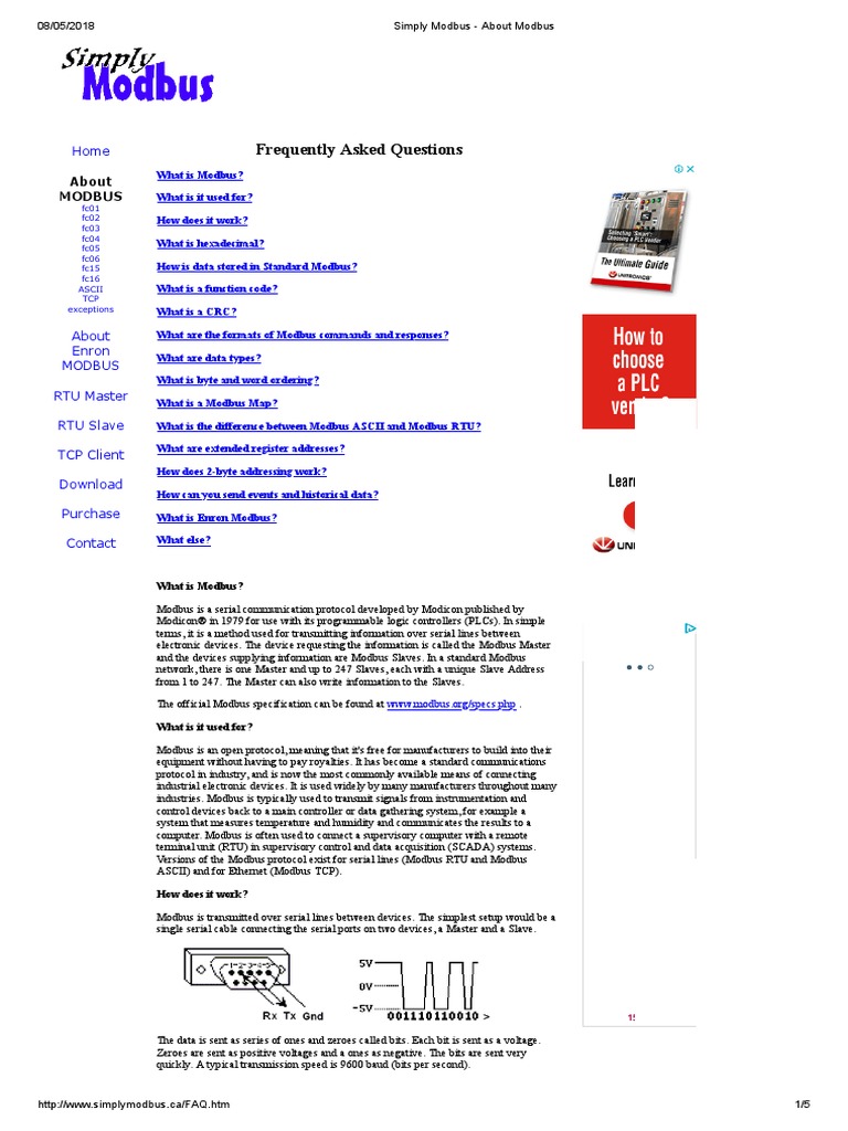 Simply Modbus - About Modbus | Download Free PDF | Computer Engineering | Computing