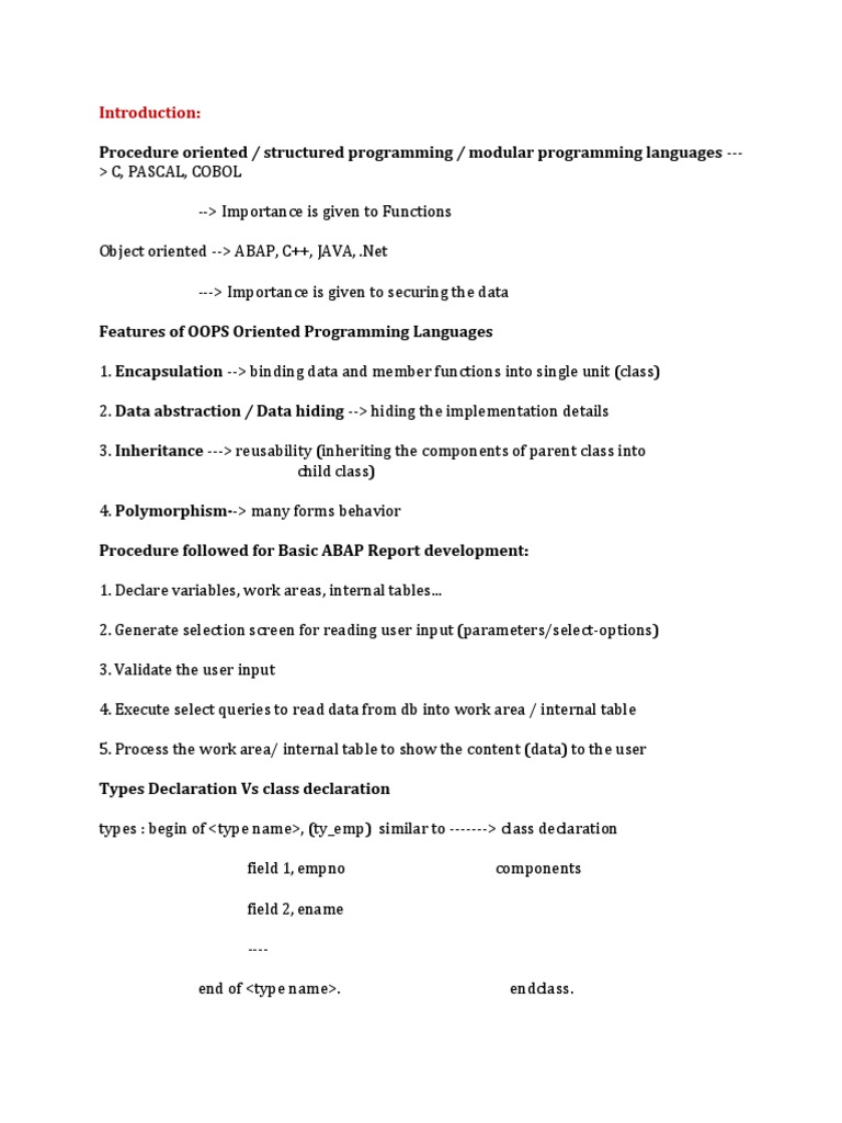 Procedure Oriented / Structured Programming / Modular Programming Languages | PDF | Class ...