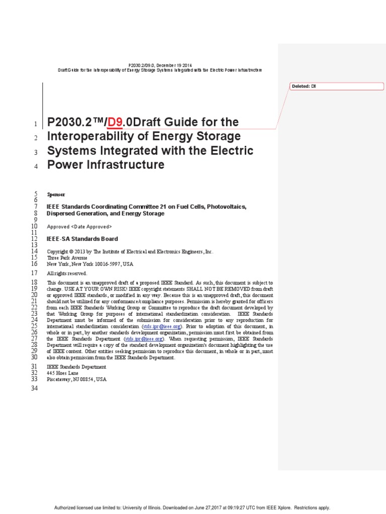 P2030.2™/ .0draft Guide For The Interoperability of Energy Storage ...