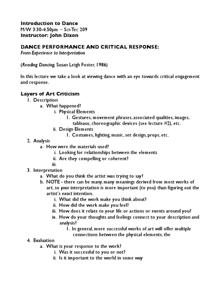 Dance Critic | PDF | Ballet | Dances